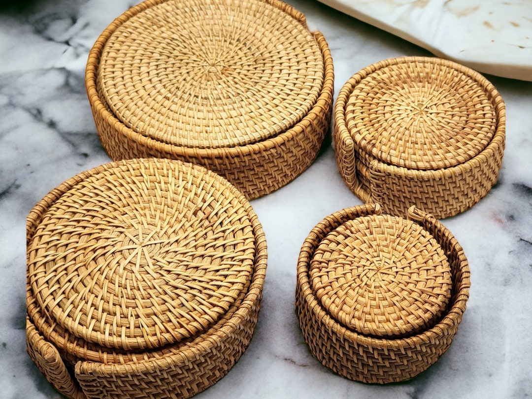 Set of 6 Woven Seagrass Coasters - Natural Elegance for Every Sip - Etsy
