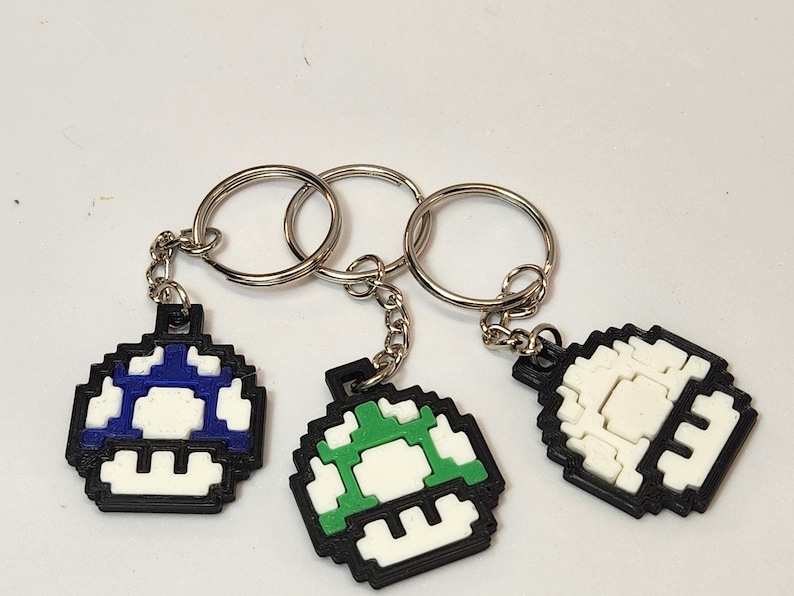 Mario Mushroom 3D Printed Keychain, Gamer Gift, Nintendo Fan Accessory ...