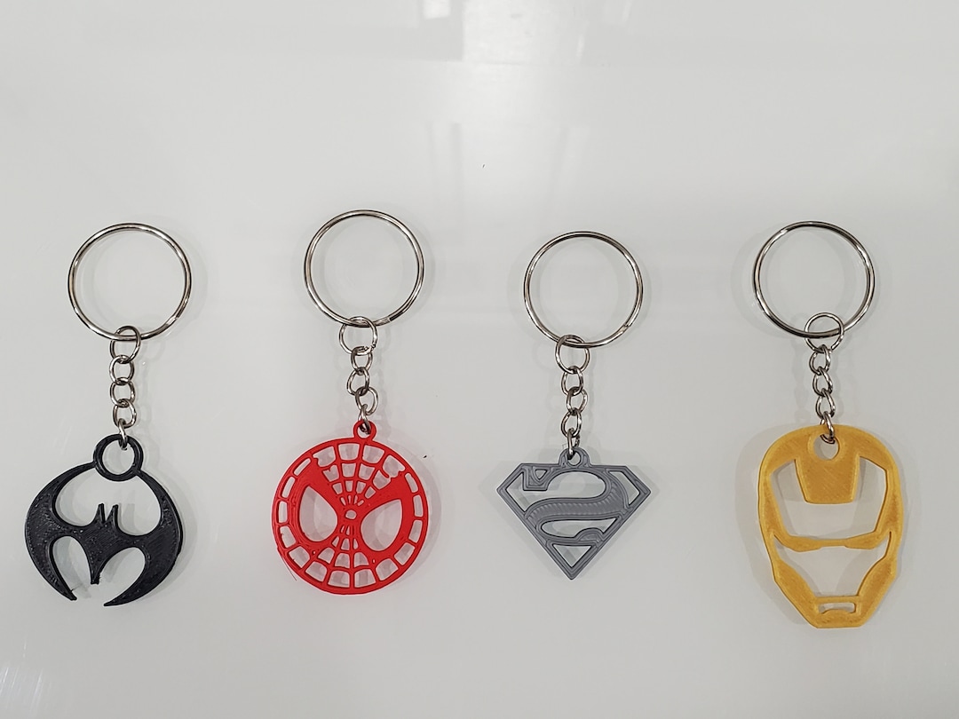 3D Printed Superhero Keychain | Customizable Charm Batman Spiderman ...