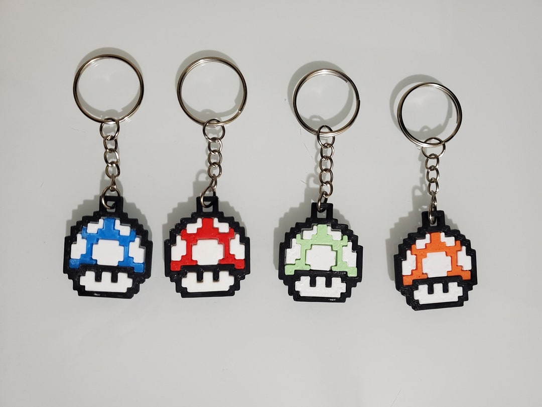 Mario Mushroom 3D Printed Keychain, Gamer Gift, Nintendo Fan Accessory ...