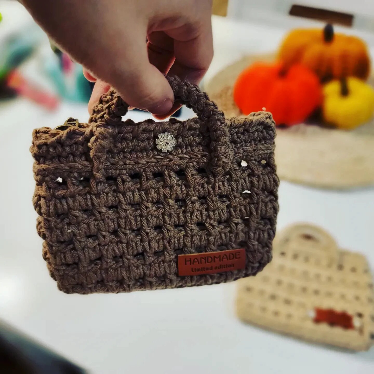 Simple and Cute Crochet Bag and Zipper Wallet Set, Beige and Brown ...