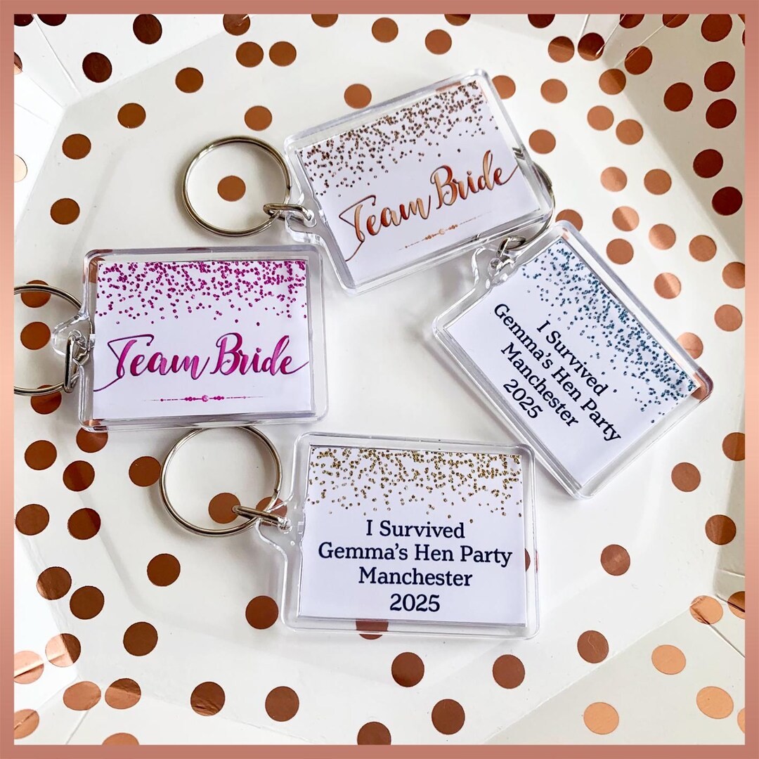 1 X Personalised DIAMOND CONFETTI KEYRING Hen Night Team Bride Party ...