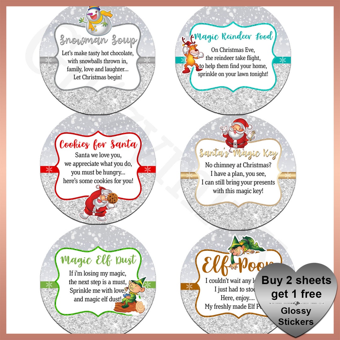 Sheet of Christmas Poem Stickers, Faux Glitter Effect, Labels Tag, Can ...