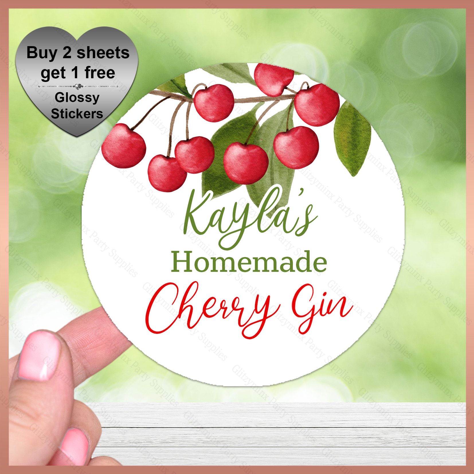Sheet of Personalised Homemade SLOE GIN, Wedding Stickers, Birthday ...