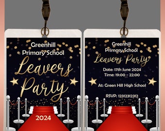 Personalised School Leavers Leaving Party Style VIP Pass & Lanyard ...