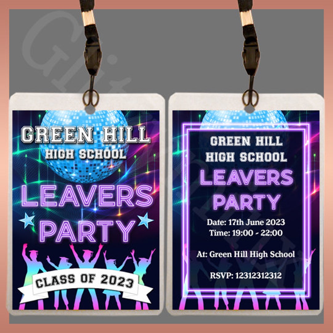 Personalised School LEAVERS PARTY Invitation Lanyard Card - Etsy UK