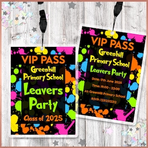 Personalised School LEAVERS PARTY Invitation Lanyard + Card - Class of ...