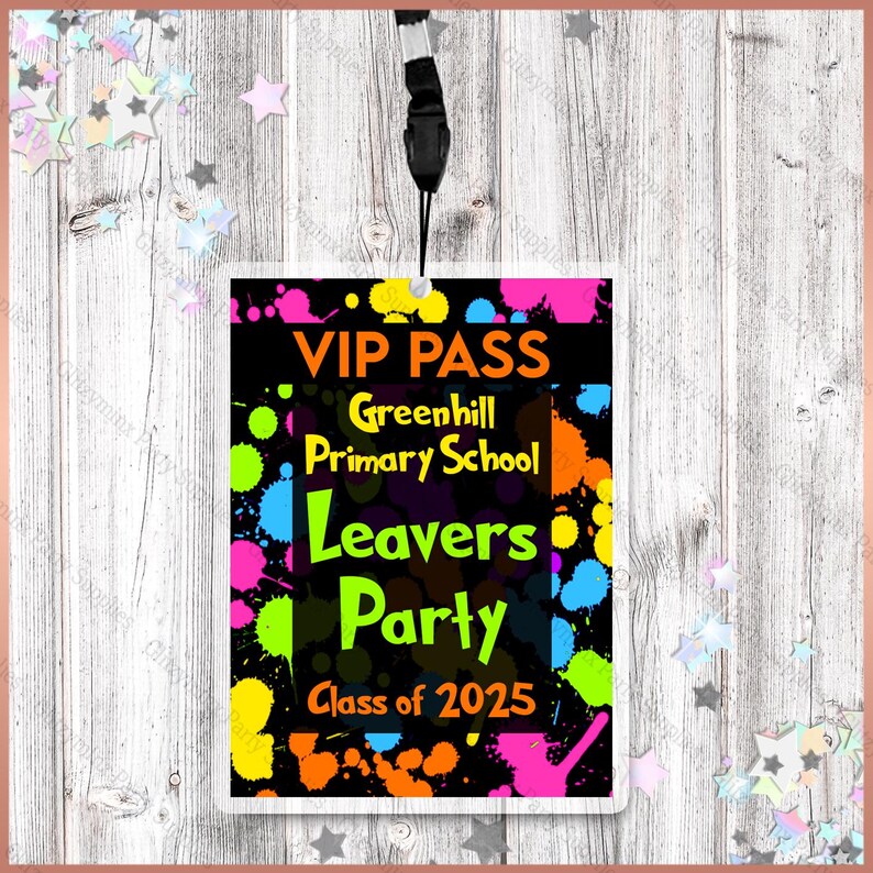Personalised School LEAVERS PARTY Invitation Lanyard + Card - Class of ...