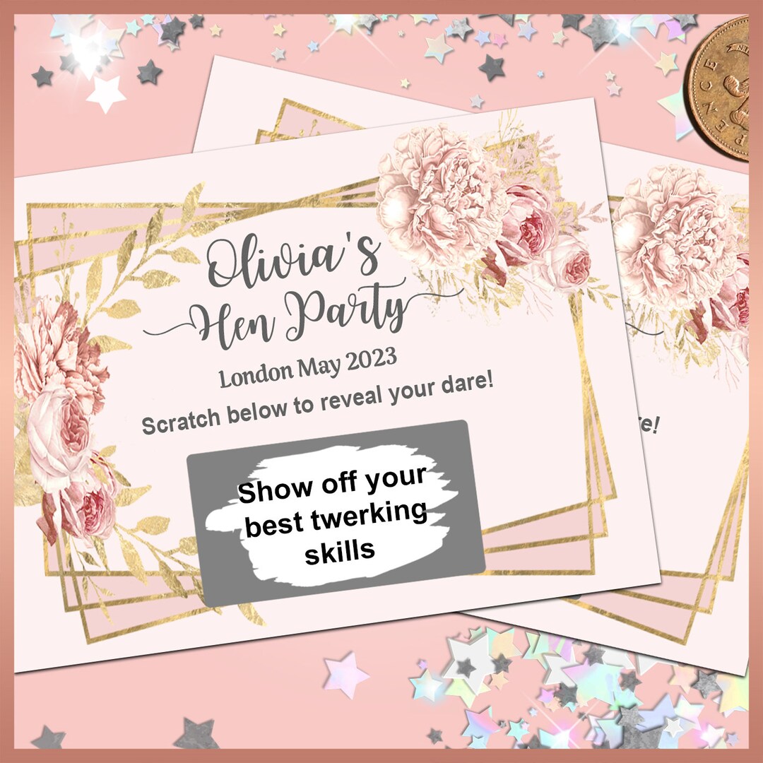 10 X Personalised DARE SCRATCH CARDS, Hen Night, Birthday Party Game ...