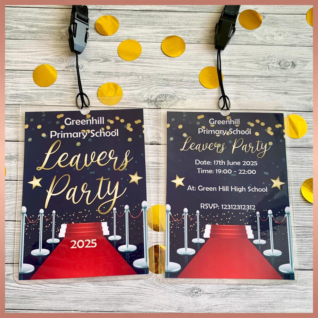 Personalised School LEAVERS PARTY Invitation Lanyard Card Class of 2024 ...