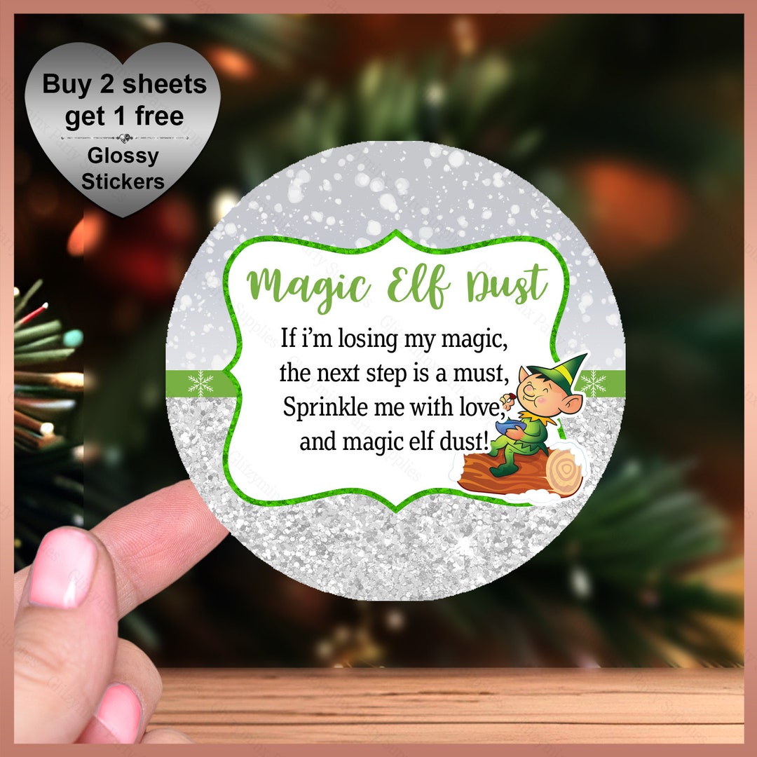 Sheet of Christmas MAGIC ELF DUST Poem Stickers, Faux Glitter Effect ...