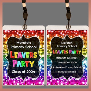 Personalised School LEAVERS PARTY Invitation Lanyard Card Class of 2024 ...