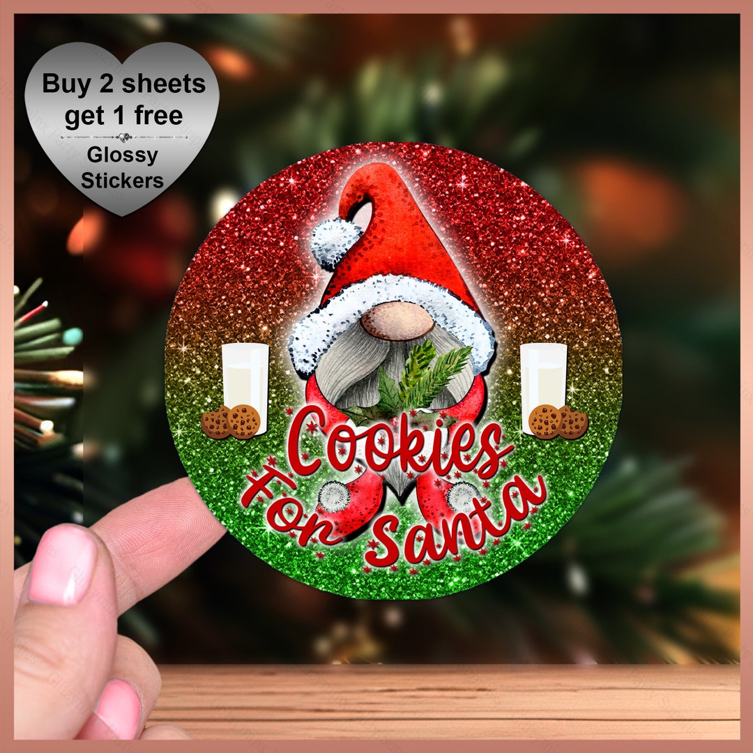 Sheet of Christmas COOKIES FOR SANTA Poem Stickers, Faux Glitter Effect ...