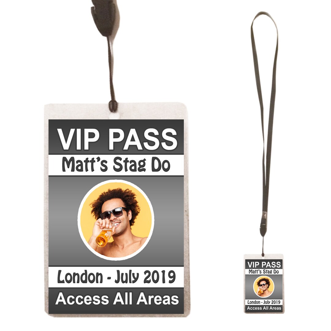 Personalised Lanyard Photo Badge / Card, Stag Do, Birthday Party, Vip ...