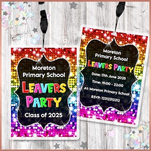 Personalised School LEAVERS PARTY Invitation Lanyard + Card - Class of ...