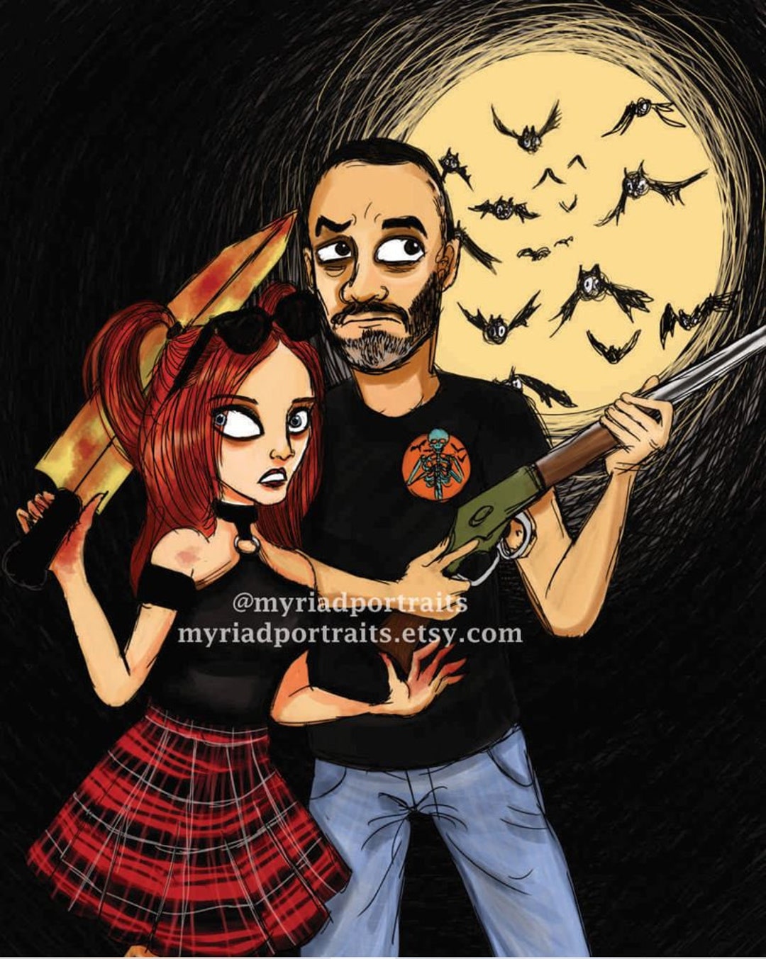 Custom Horror Family Portrait Gothic Couple Sketch Hand - Etsy