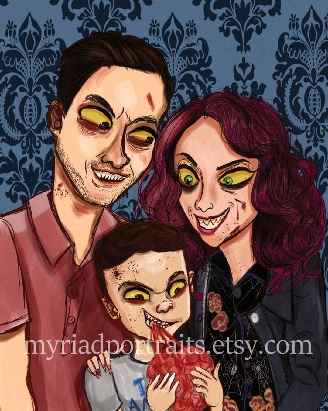 Custom Horror Family Portrait | Zombie Family Illustration ...