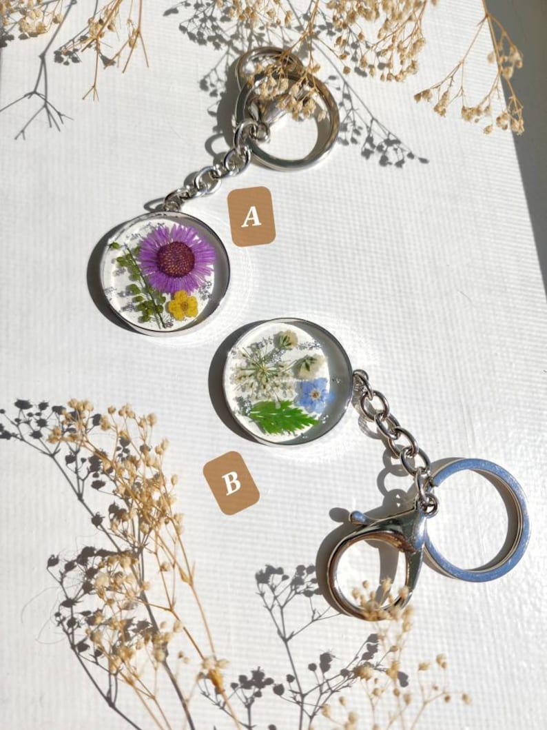 Handmade Real Dried Flower Resin Aesthetic Keychains Party - Etsy