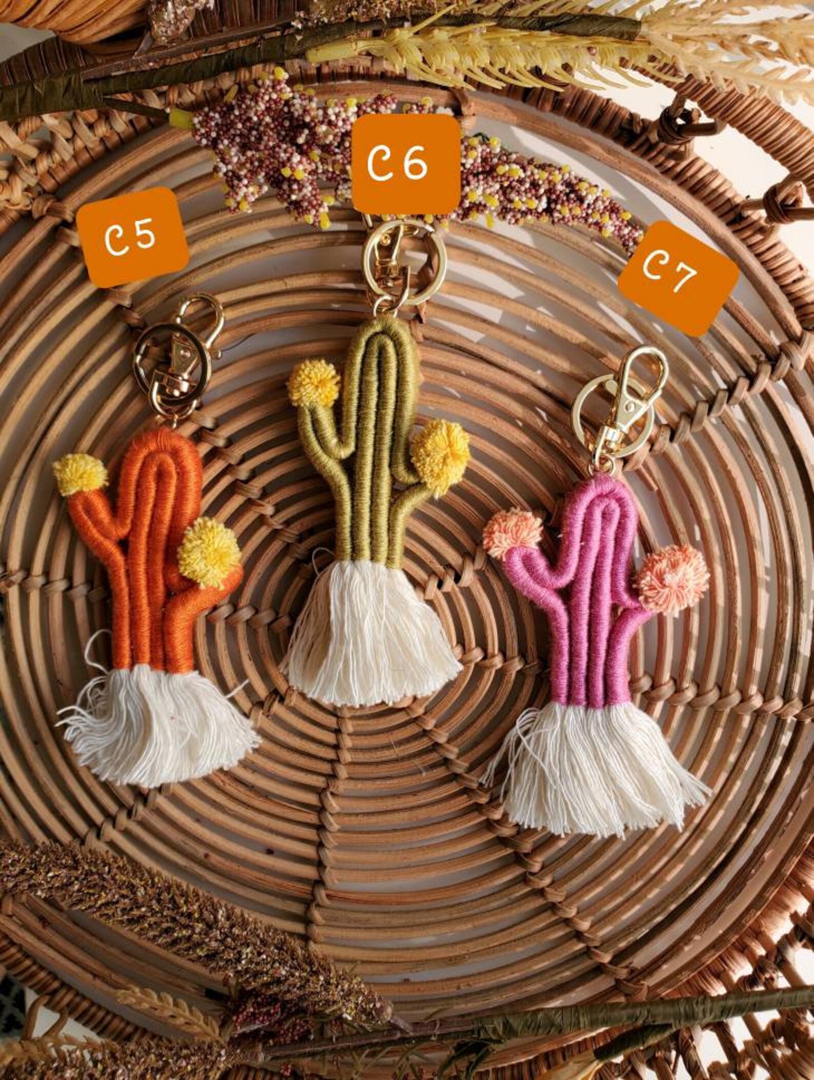 Handmade Macrame Cactus Keychain Boho Party Favors Gift for - Etsy