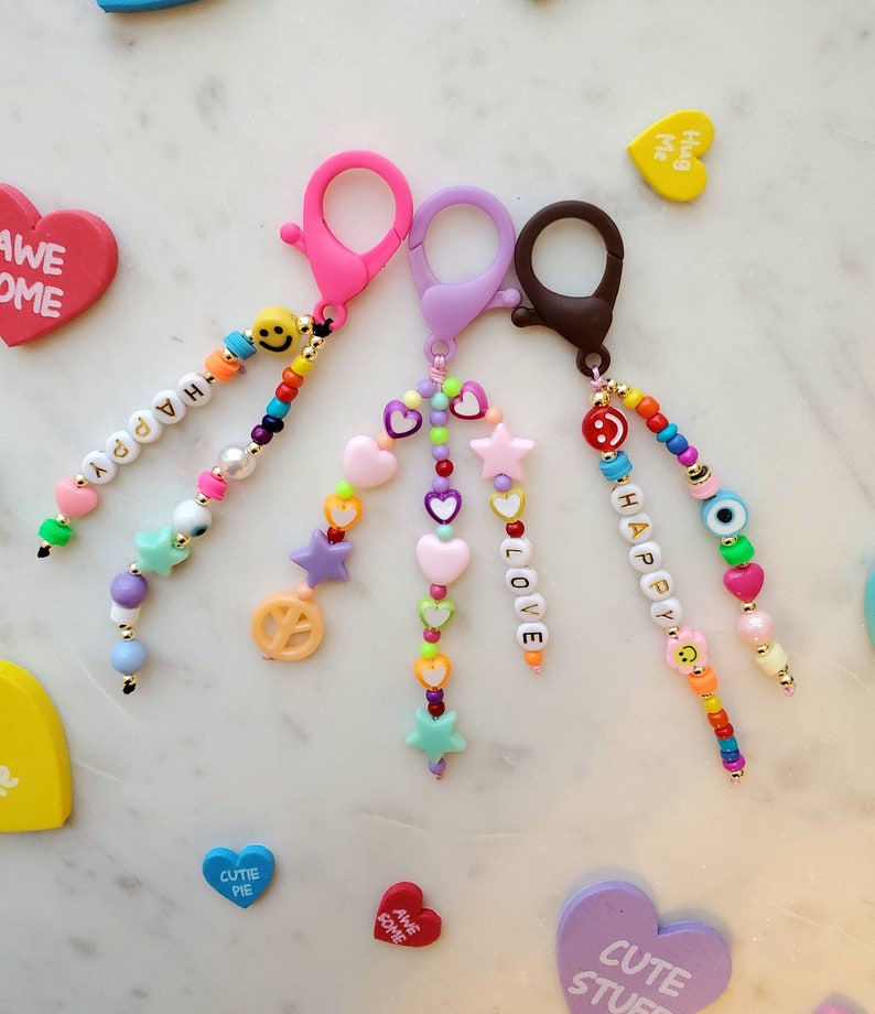 TRENDY Y2k Colorful Beaded Keyring Y2k Keychains Bag | Etsy