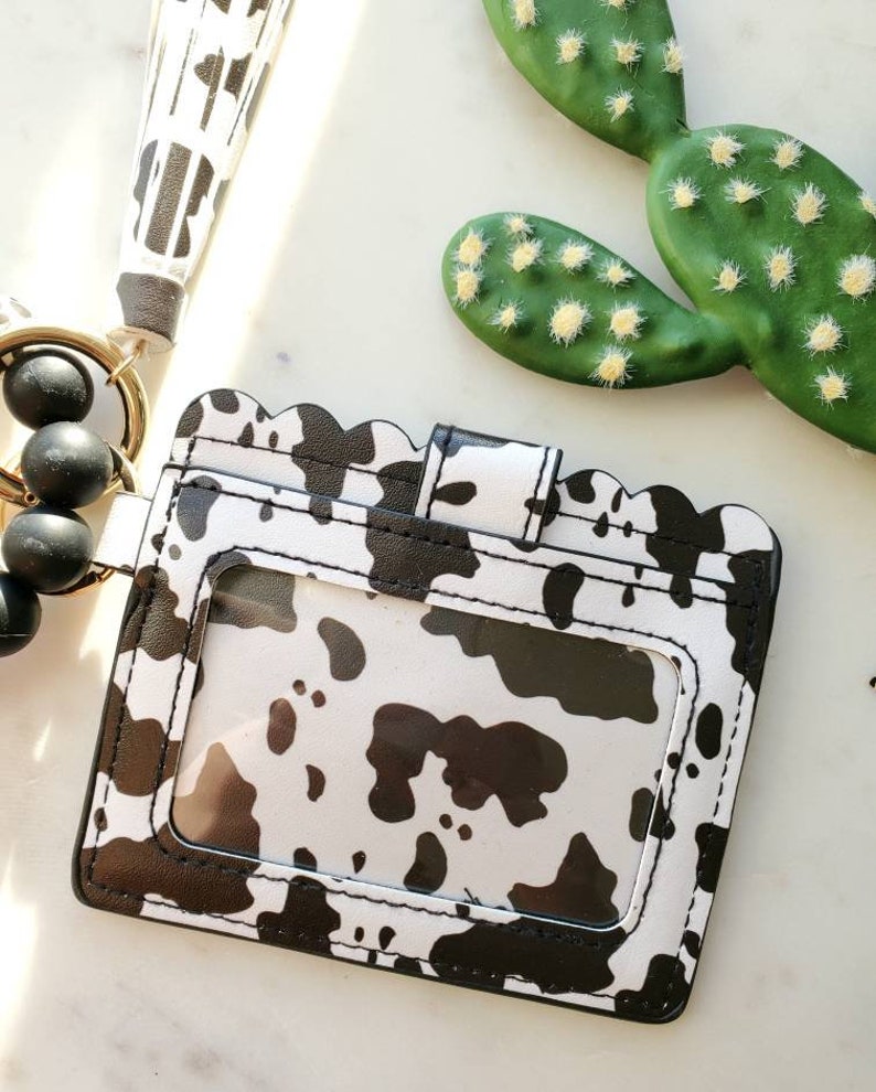 Cow Print Beaded Wristlet Keychain Cow Print Silicone Bead - Etsy