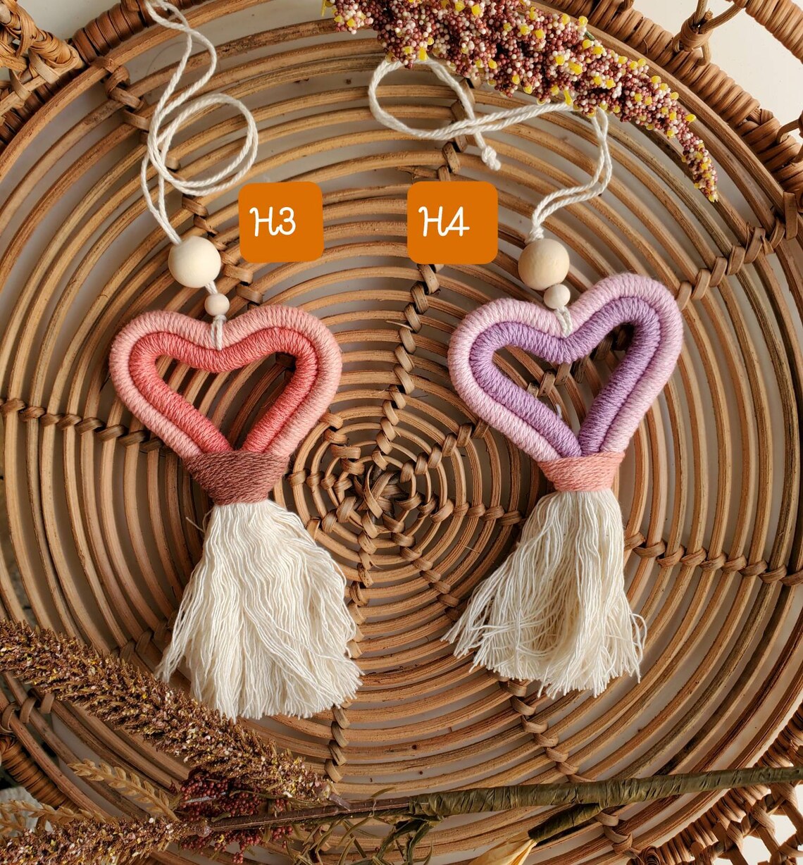 Handmade Heart Macrame Car Charm | Couple Gift| Boho Party Favors ...