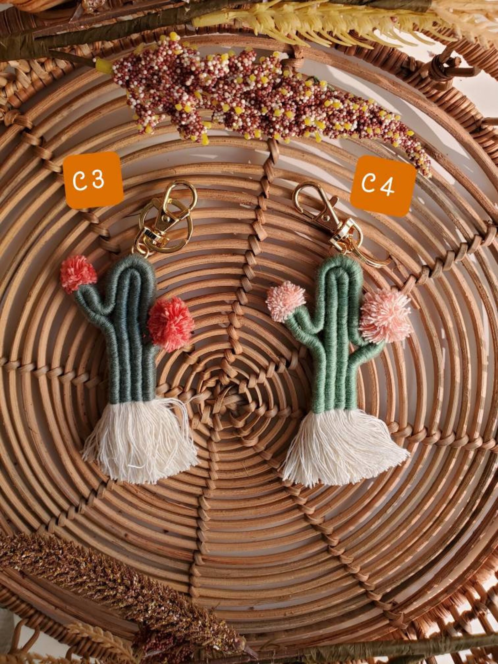 Handmade Macrame Cactus Keychain Boho Party Favors Gift for - Etsy