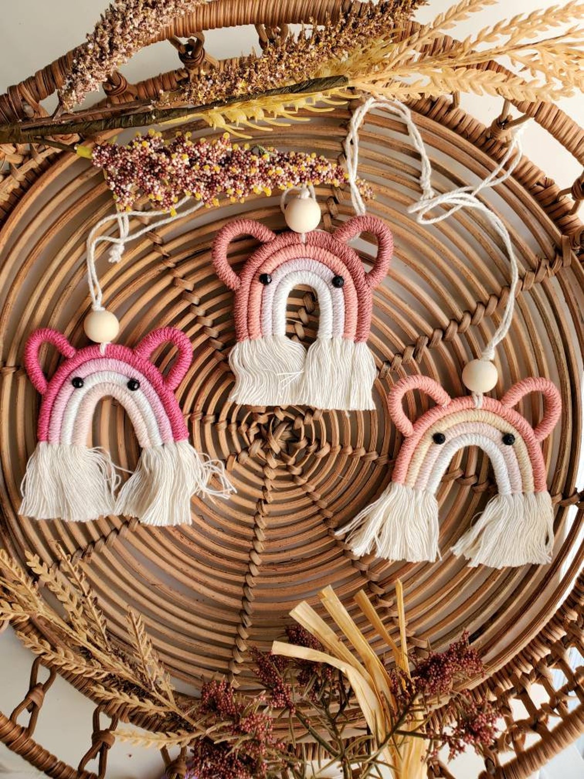 Handmade Heart Macrame Car Charm | Couple Gift| Boho Party Favors ...