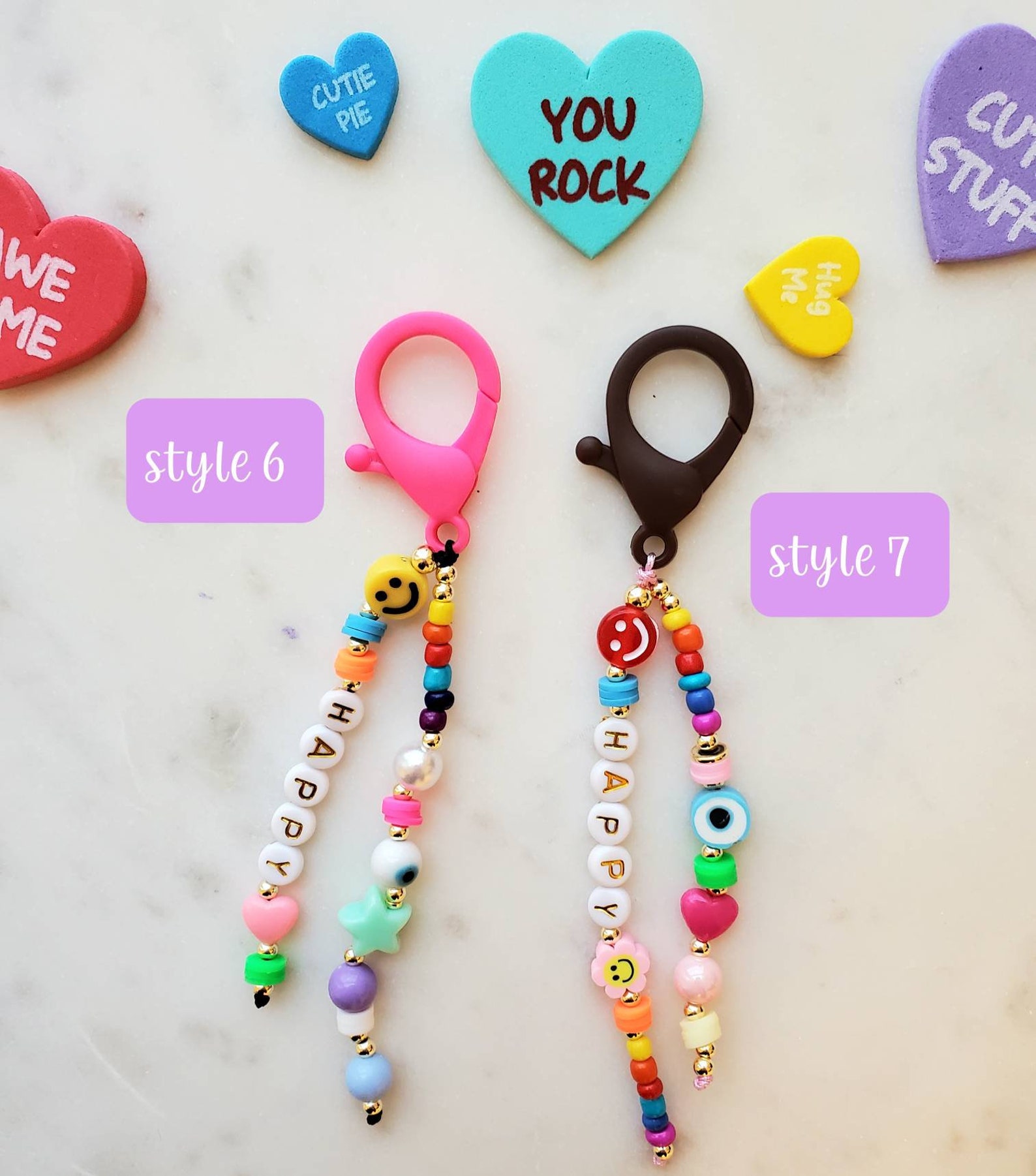 TRENDY Y2k Colorful Beaded Keyring Y2k Keychains Bag | Etsy