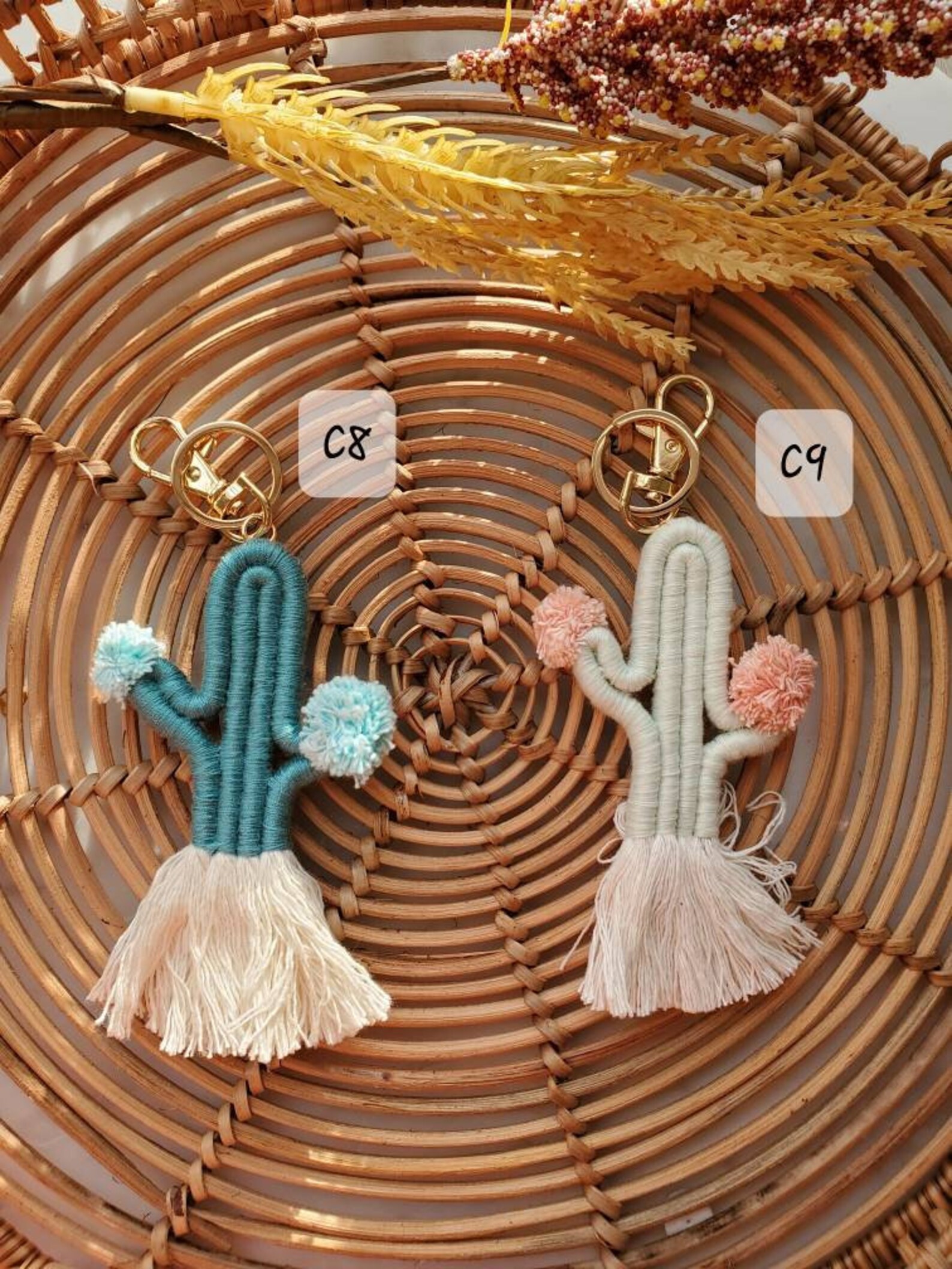 Handmade Macrame Cactus Keychain Boho Party Favors Gift for - Etsy