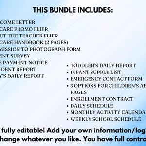 Editable Daycare Forms Bundle, Home Daycare Starter Kit, Childcare ...