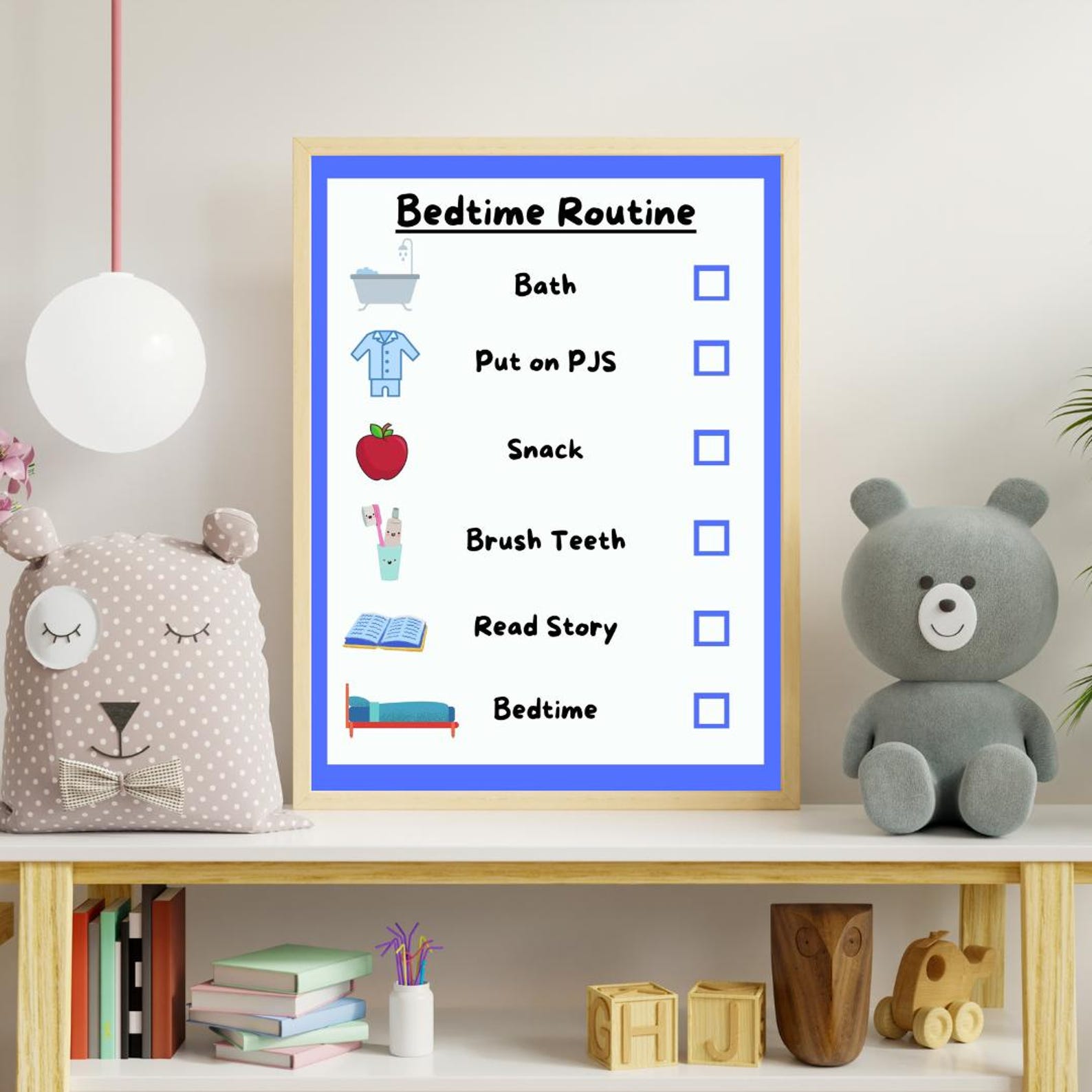 Toddler Bedtime Routine Chart Instant Download Printable Kids Sleep ...