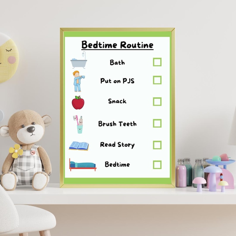 Bedtime Routine Chart Instant Download Printable Kids Sleep ...