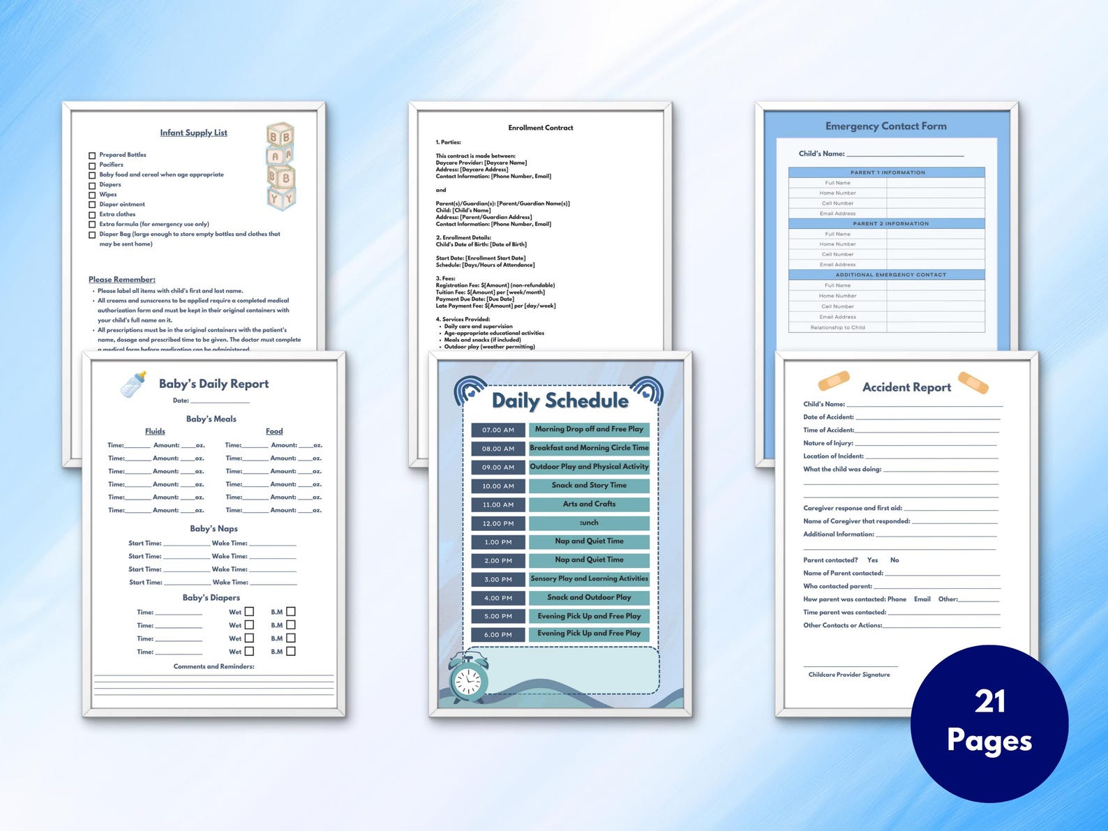 Editable Daycare Forms Bundle, Home Daycare Starter Kit, Childcare ...