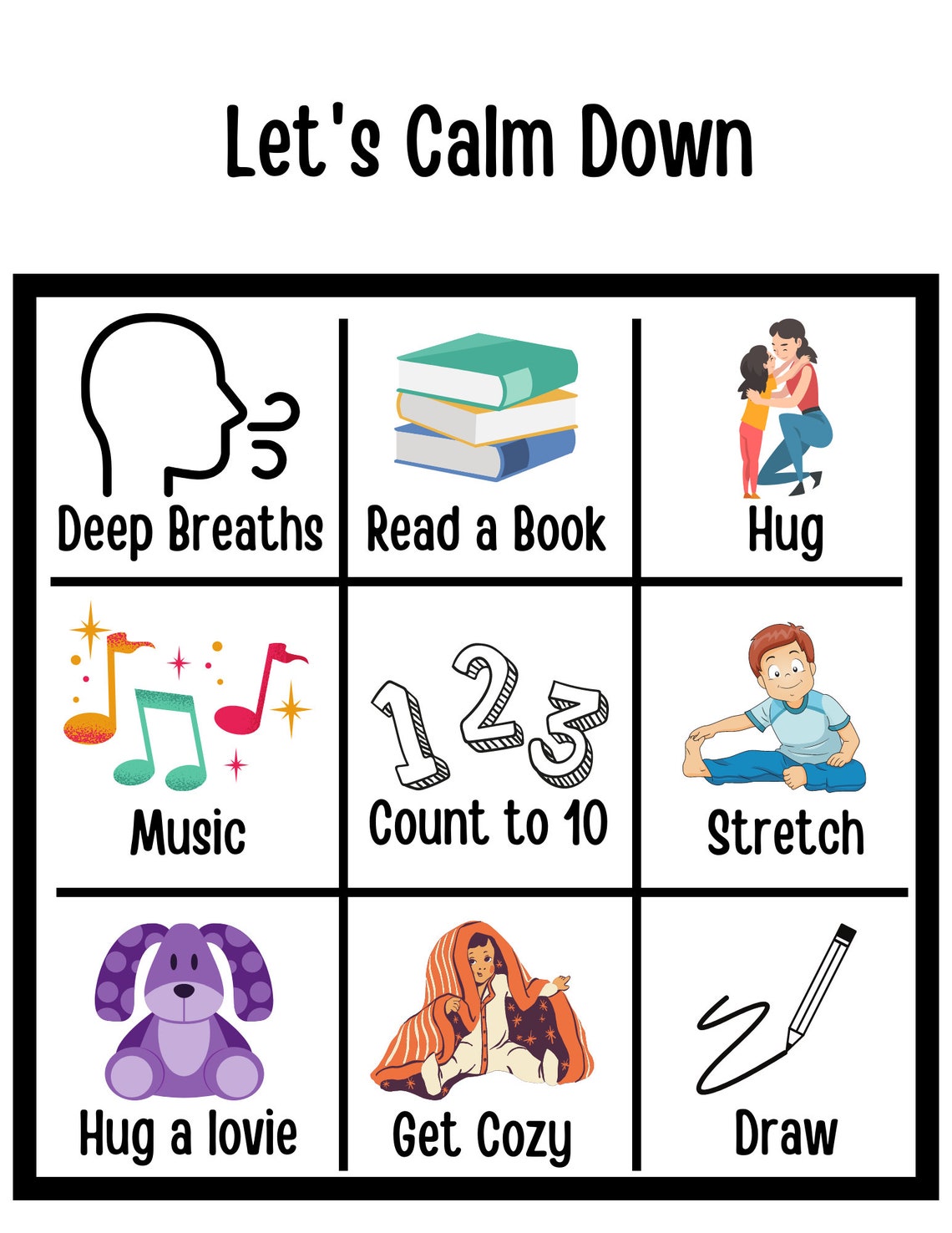 Set of 6 Calming Corner Printable Digital Downloads Emotions - Etsy