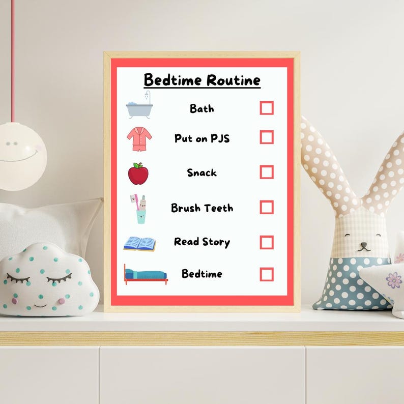 Toddler Bedtime Routine Chart Instant Download Printable Kids Sleep ...