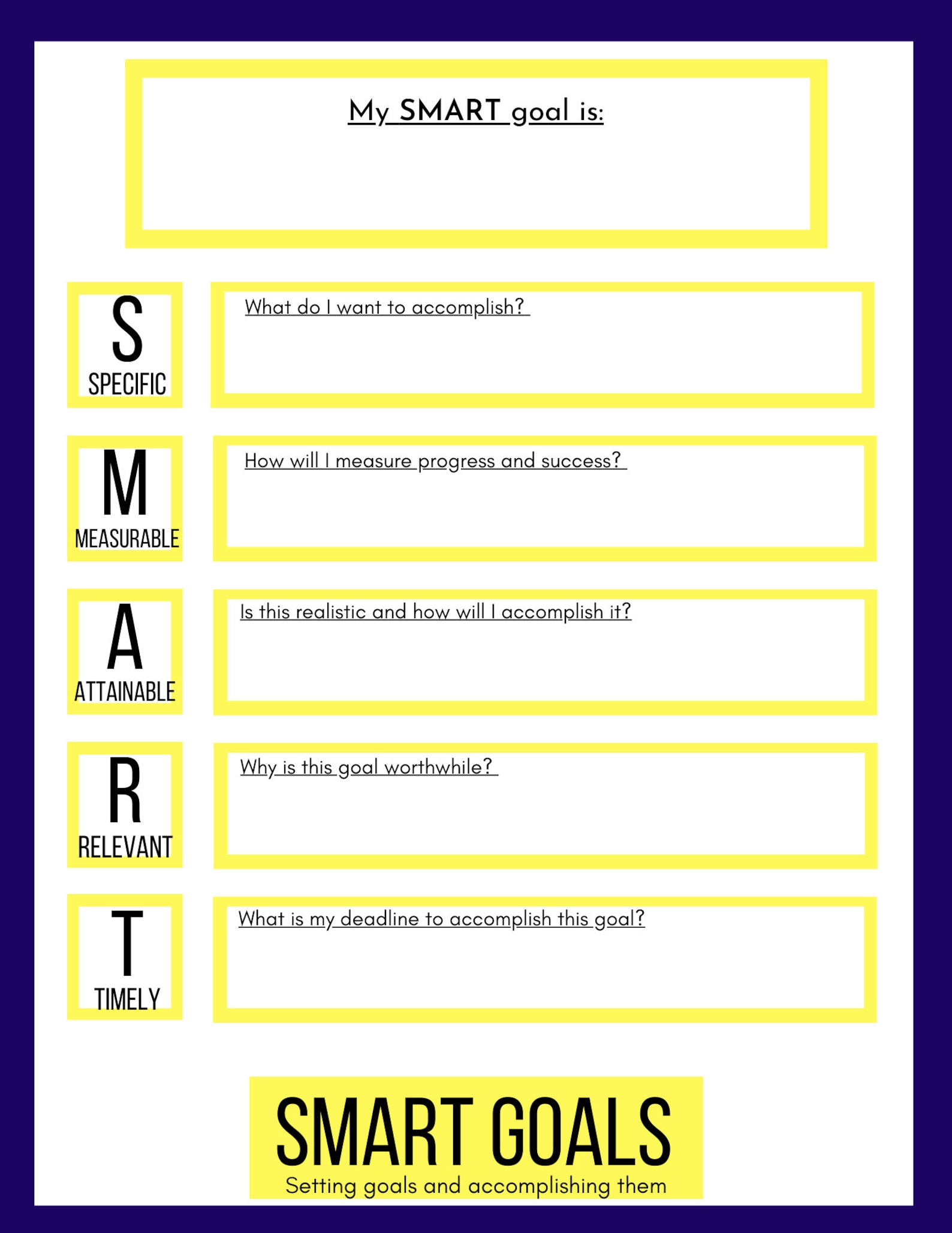 S.M.A.R.T Goal Map Worksheet | SMART Goals Setting | Digital Download ...