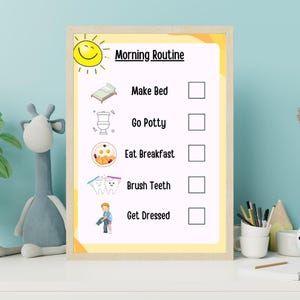 Children's Morning Routine Chart | Preschool Toddler Grade School ...