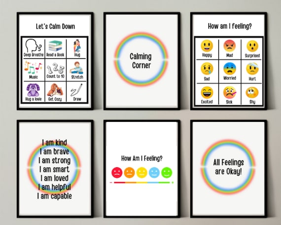 Set of 6 Calming Corner Printable Digital Downloads Emotions - Etsy