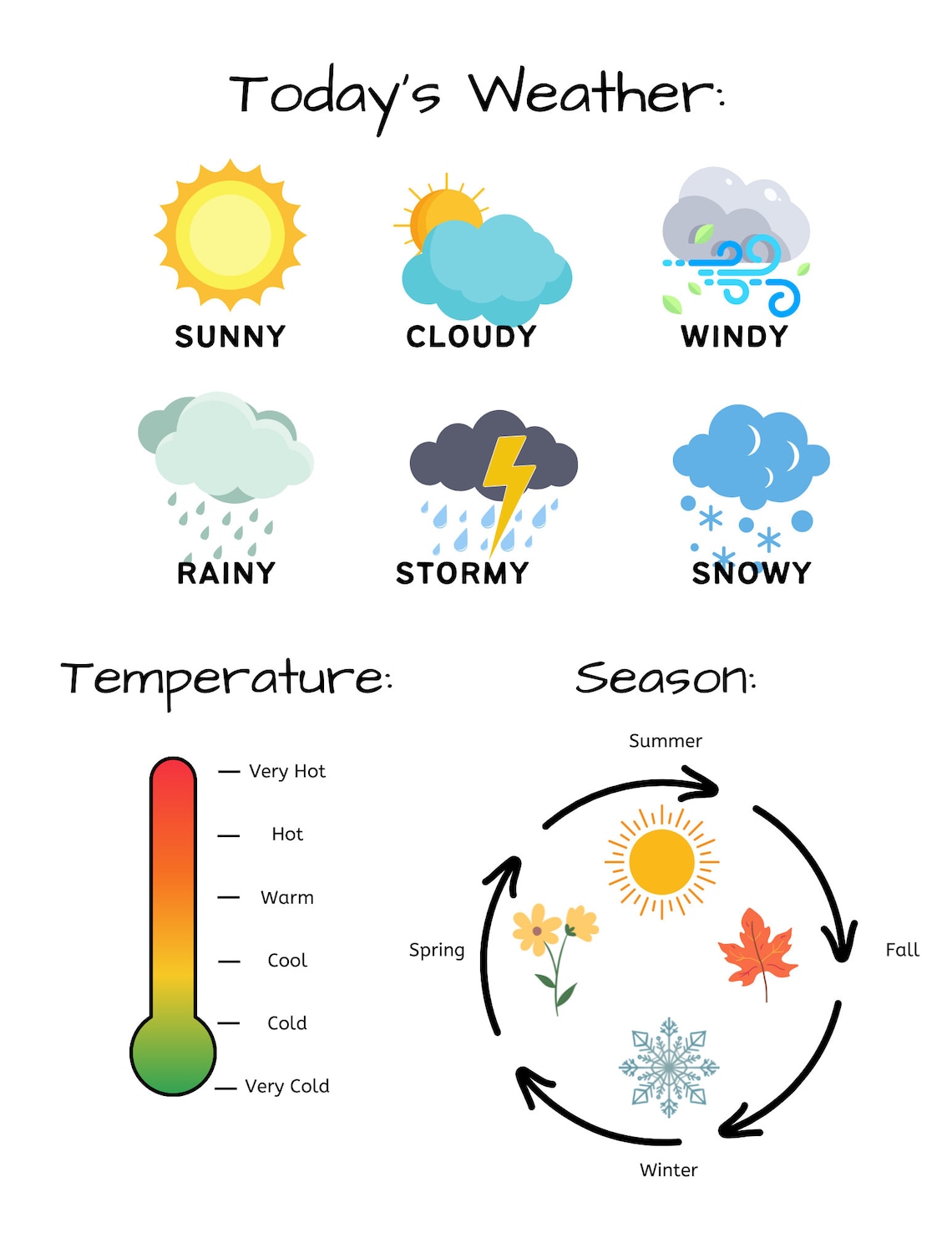 Preschool Weather Chart | Homeschool | Montessori | Daily Check in ...