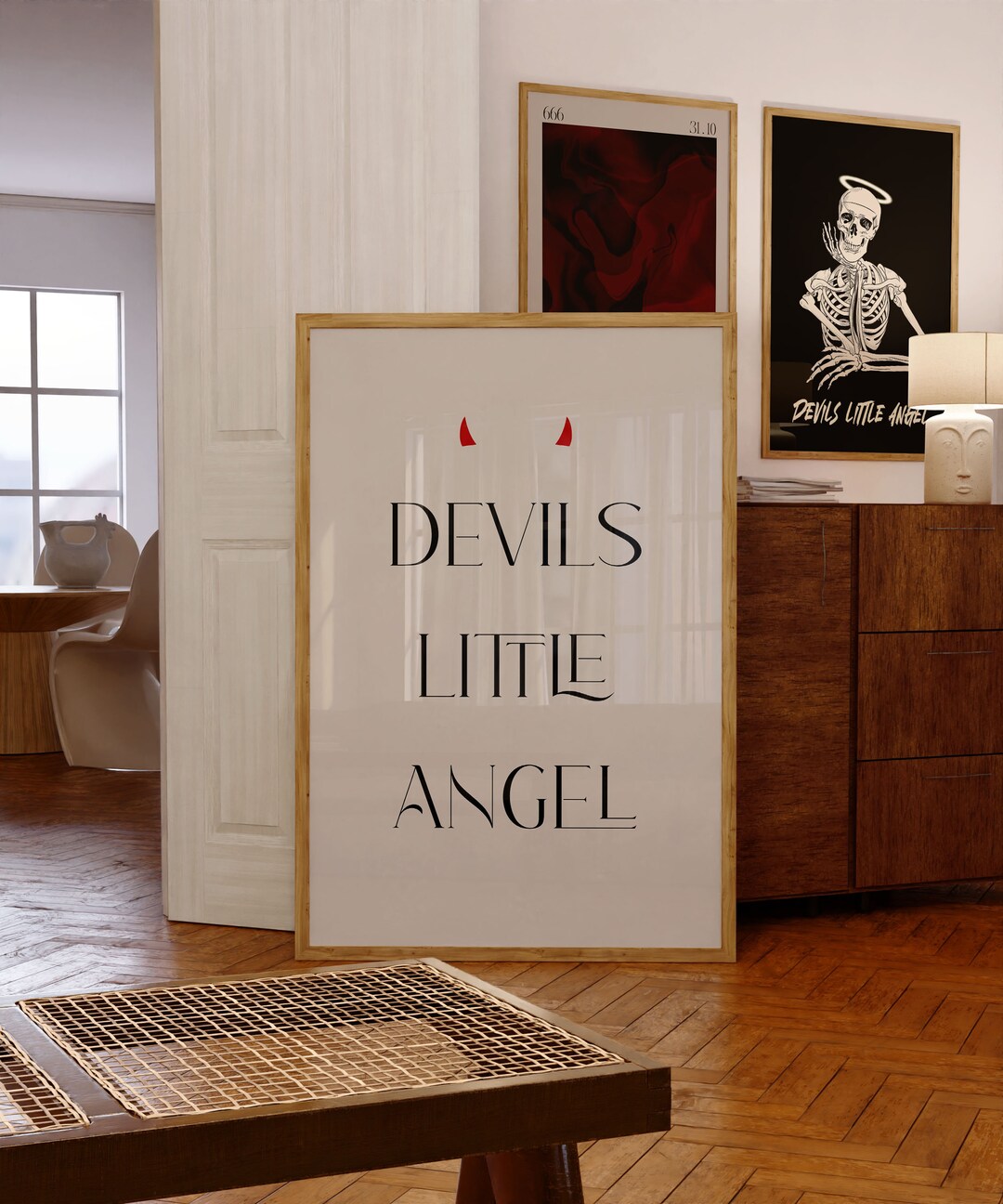 Devils Little Angel Skeleton Wall Art Spooky Season Digital Wall Art ...