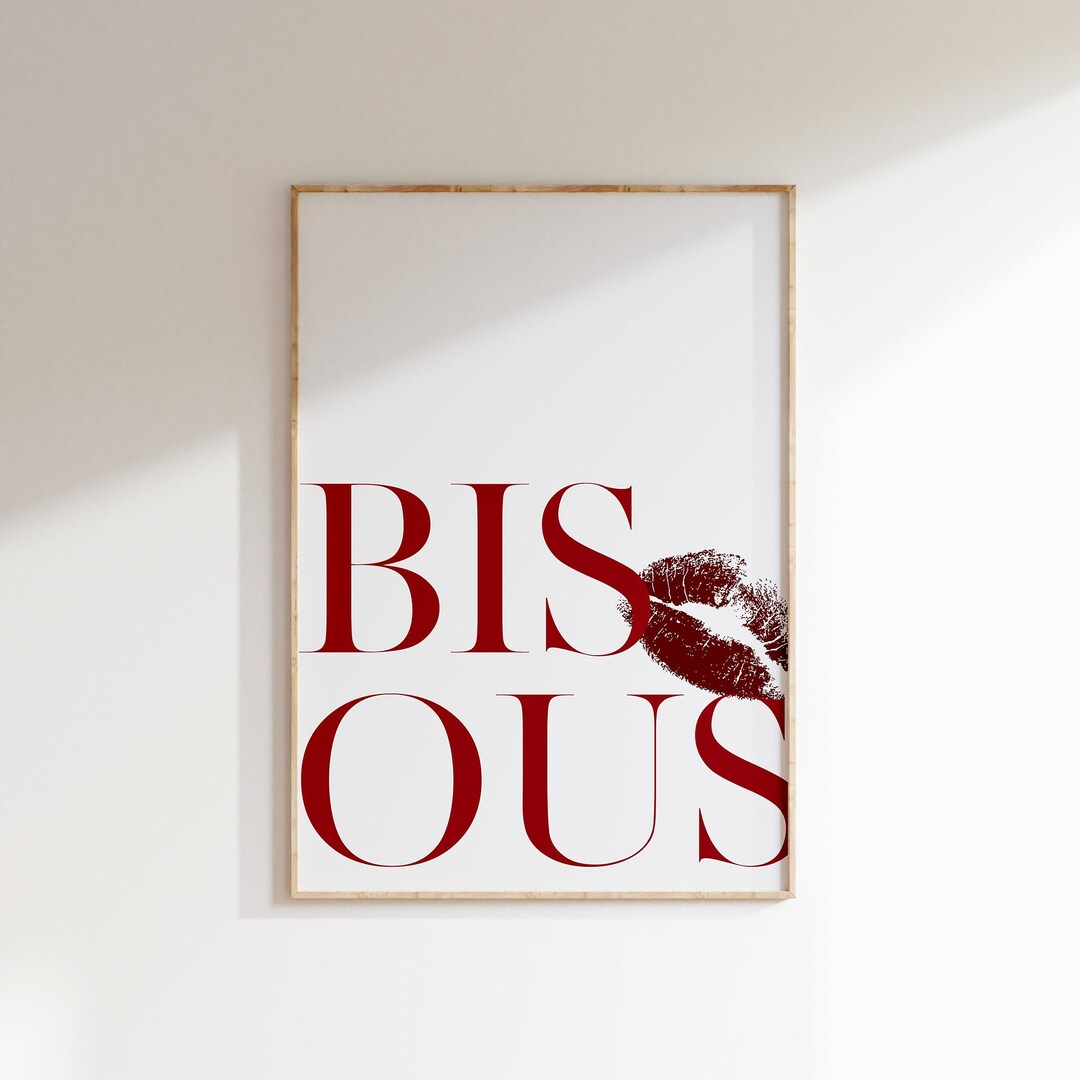 BISOUS KISS Valentines Day Printable Wall Art Digital Poster Valentines ...