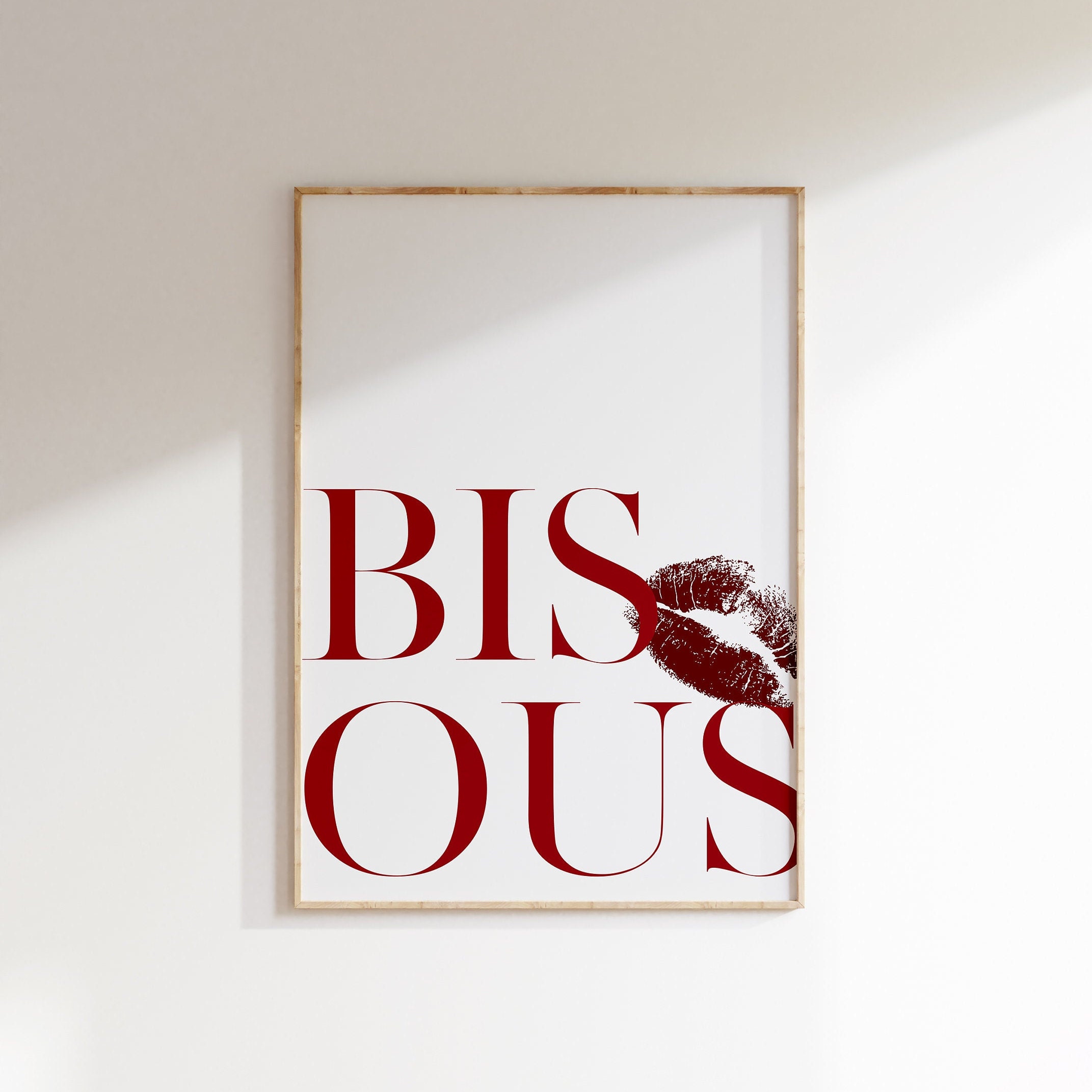 BISOUS KISS Valentines Day Printable Wall Art Digital Poster Valentines Day Print Trendy ...