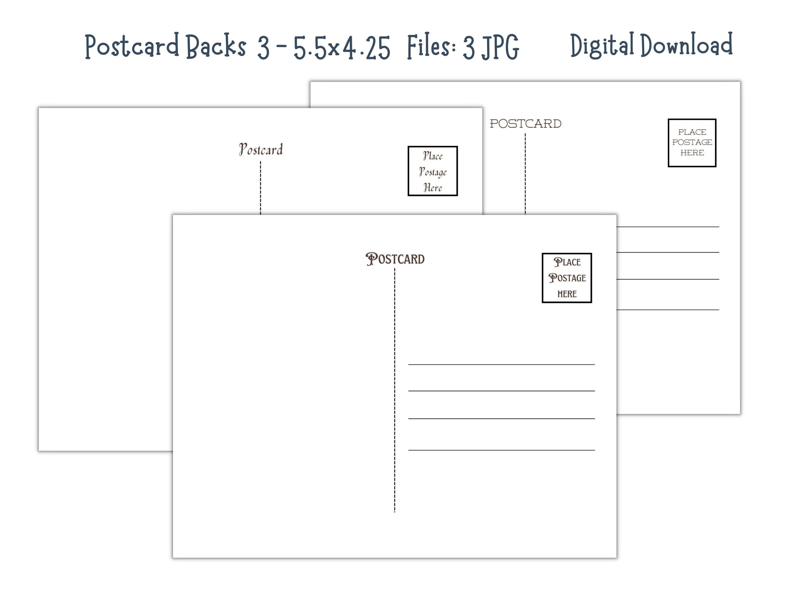 Vintage Font Postcard Backs 3 5.5x4.25 for COMMERCIAL and PERSONAL Use ...
