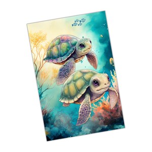 Turtles in the Sea Printable 4x6 and 5x7 Postcards Digital Download ...
