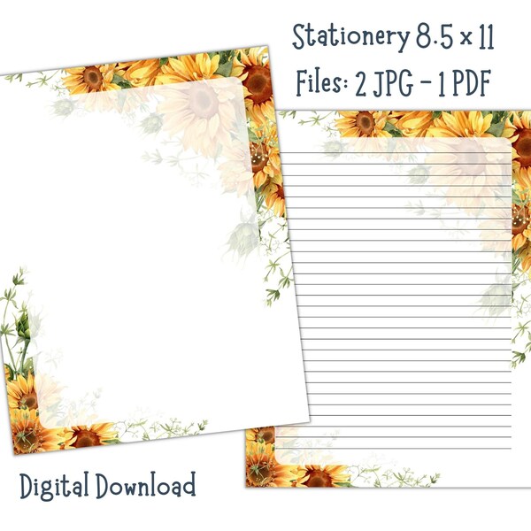 Printable Sunflower Paper - Etsy