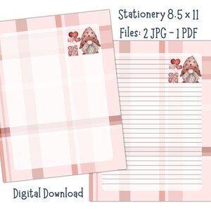 Valentines Day, Gnome, Printable Stationery, Digital Download, US ...