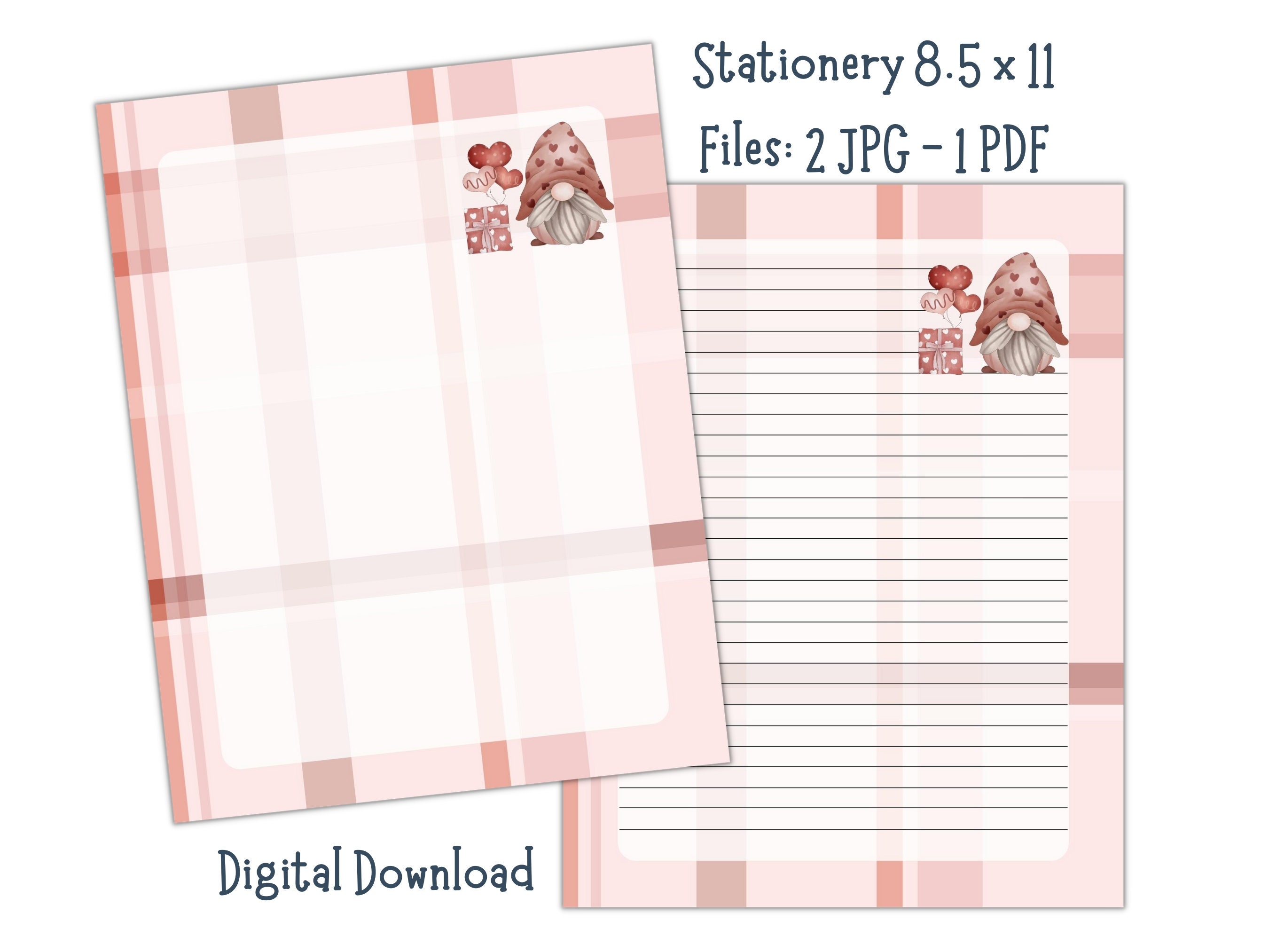 Valentines Day, Gnome, Printable Stationery, Digital Download, US ...