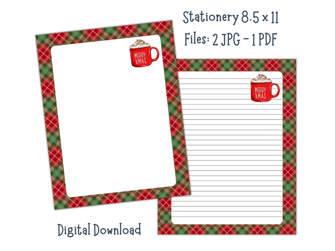 Christmas Mug, Printable Stationery, Digital Download, US Letter 8.5x11 ...