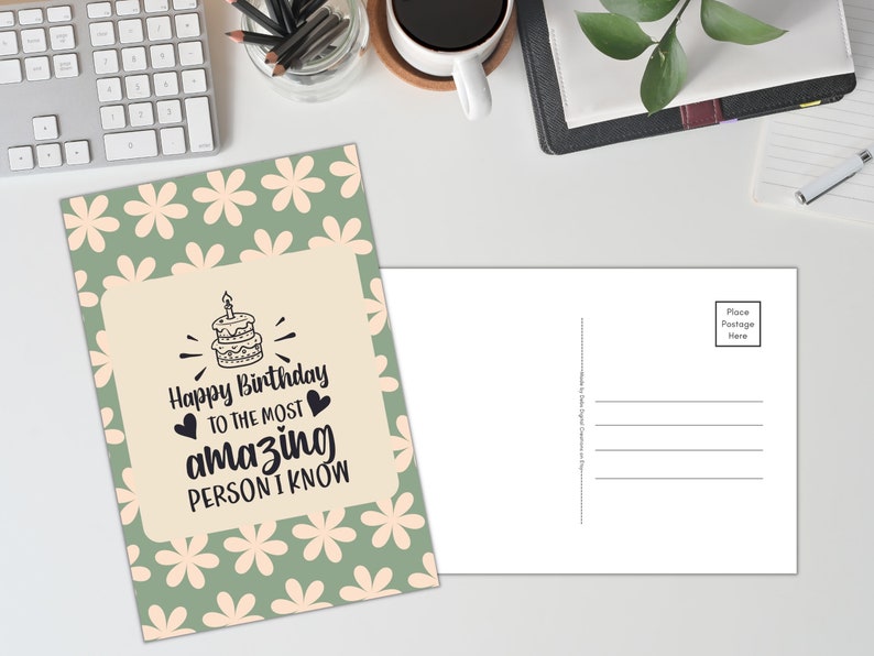 Happy Birthday Flower Printable 4x6 Postcard Digital - Etsy